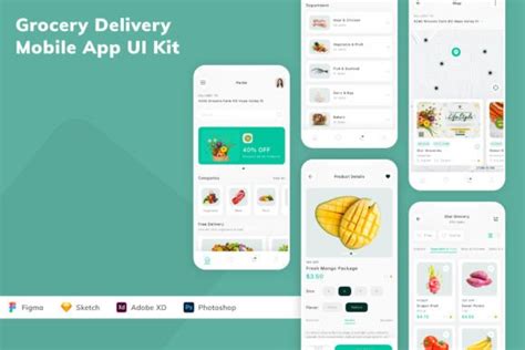 Grocery Delivery Mobile App Ui Kit Graphic By Betush · Creative Fabrica