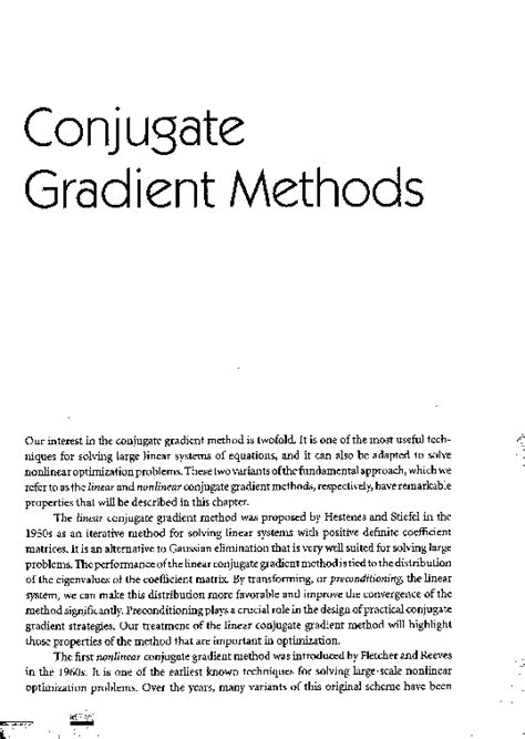 Pdf Conjugate Gradient Methods