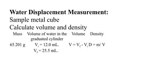 [solved] Water Displacement Measurement Sample Metal Cube