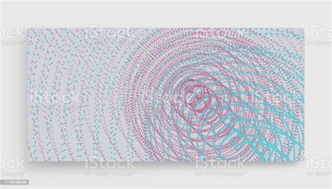 동적 파티클이 있는 배열입니다 연결된 점으로 소용돌이 추상 과학 또는 기술 배경 3d 벡터 그림입니다 3차원 형태에 대한 스톡