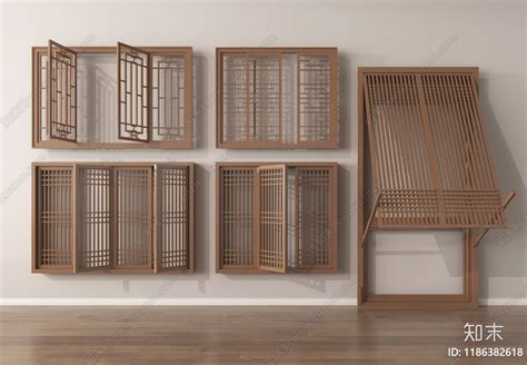 新中式百叶窗su模型下载【id1186382618】知末su模型网