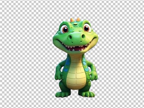 Premium Psd A Cute Adorable Crocodile Character Stand 3d Render