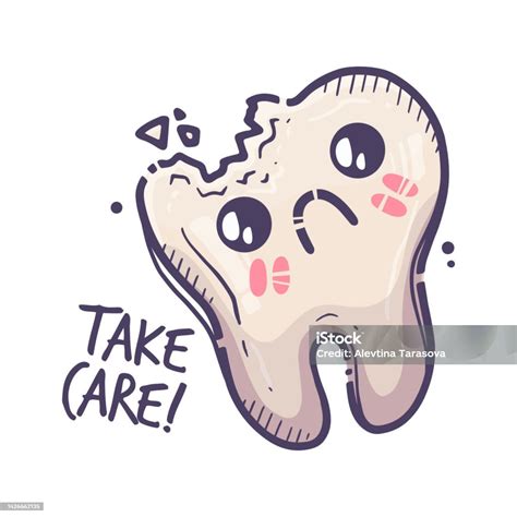 치아 관리 치료 컬렉션 포스터 책 전단지 스티커에 대한 치과 의학 테마 귀여운 감정의 치아 일러스트레이션 벡터 손으로 그린