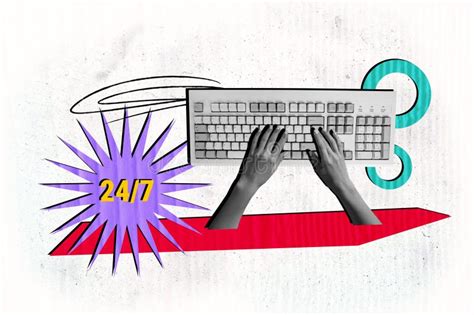 Composite Photo Collage Of Hands Type Keyboard Computer Tool Office