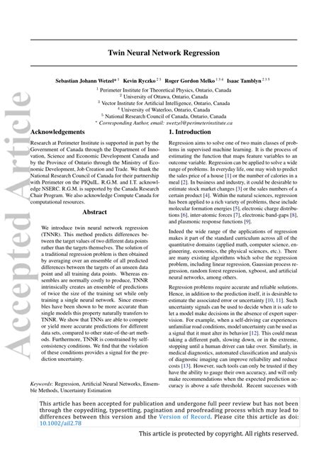 Pdf Twin Neural Network Regression