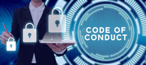 Writing Displaying Text Code Of Conduct Business Showcase Set Of Principles Are Ethics Respect