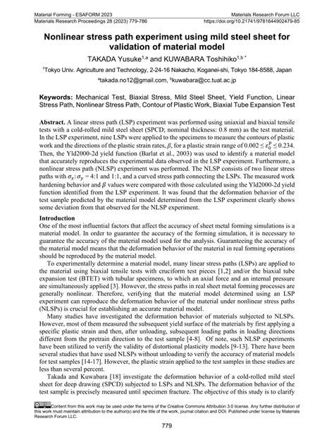 Pdf Nonlinear Stress Path Experiment Using Mild Steel Sheet For Validation Of Material Model