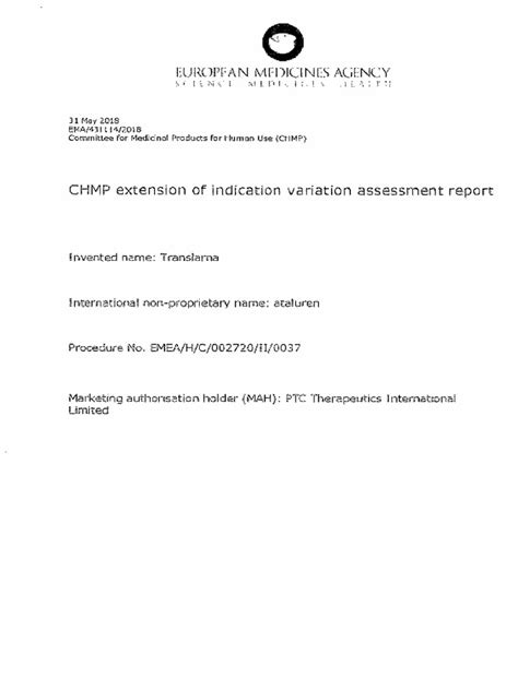 Chmp Extension Of Indication Variation Download Free Pdf Medical Treatments Drugs