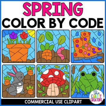 Spring Color By Code Clipart By The Chatty Creators TPT