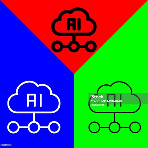 클라우드 컴퓨팅 Ai 아이콘입니다 인공 지능 컬렉션의 Cloud Computing 벡터 아이콘입니다 개요 스타일 클라우드 컴퓨팅 Ai 아이콘입니다 개발에 대한 스톡 벡터
