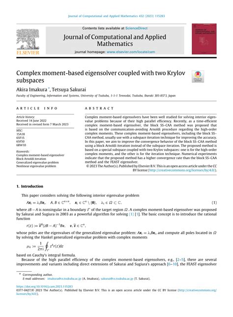 Pdf Complex Moment Based Eigensolver Coupled With Two Krylov Subspaces