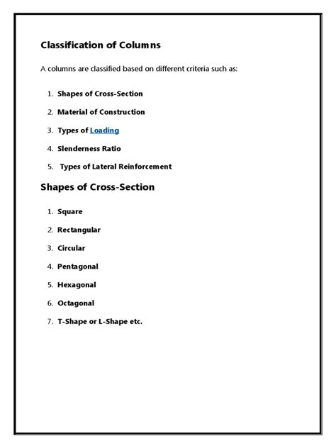Classification Of Columns Pdf Buckling Column