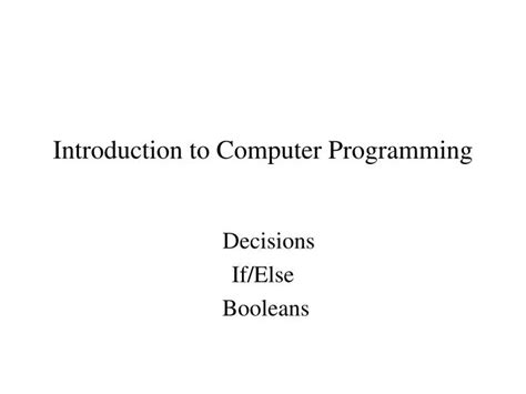 Ppt Introduction To Computer Programming Powerpoint Presentation Free Download Id6930542