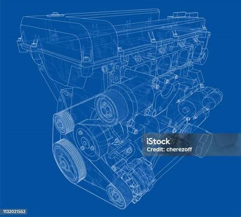 엔진 스케치 3d의 벡터 렌더링 엔진에 대한 스톡 벡터 아트 및 기타 이미지 엔진 차 설계도 Istock