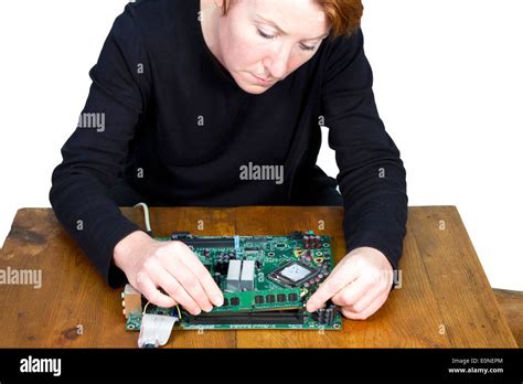Computer Motherboard Undergoing Memory Upgrade Stock Photo Alamy