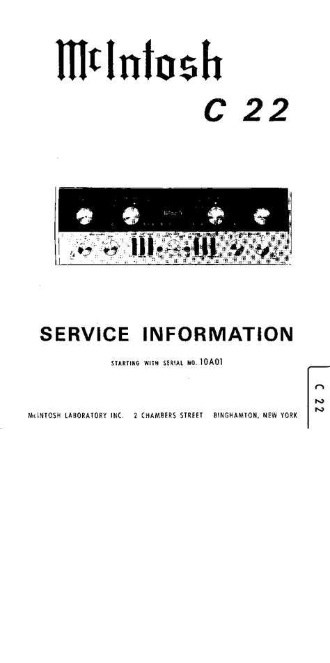 Mcintosh C22 Service Manual Download Schematics Eeprom Repair Info