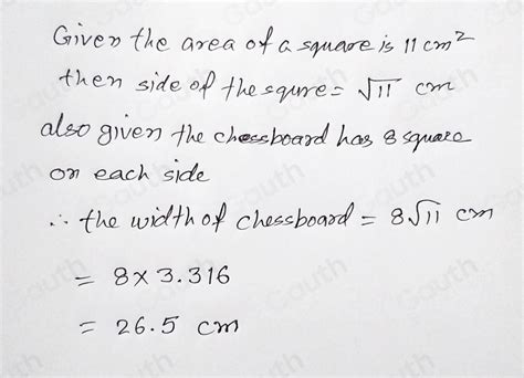 Solved 27 Each Square On Olivias Chessboard Is 11 Square Centimeters A Chessboard Has 8