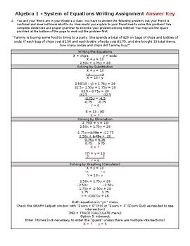 Systems Of Equations Word Problem Writing Exercise TPT