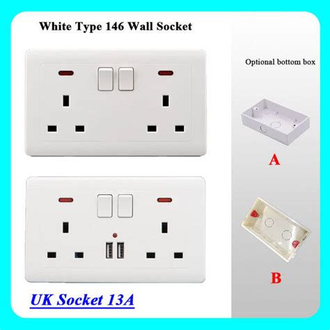 Lsg Uk Standard Type 13a Electrical Socket 146 Type Receptacle Dual 3 Hole Usb 5v 2 1a Port