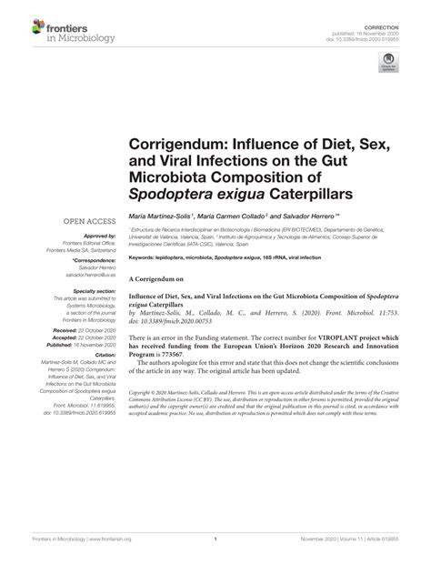 Pdf Corrigendum Influence Of Diet Sex And Viral Infections On The