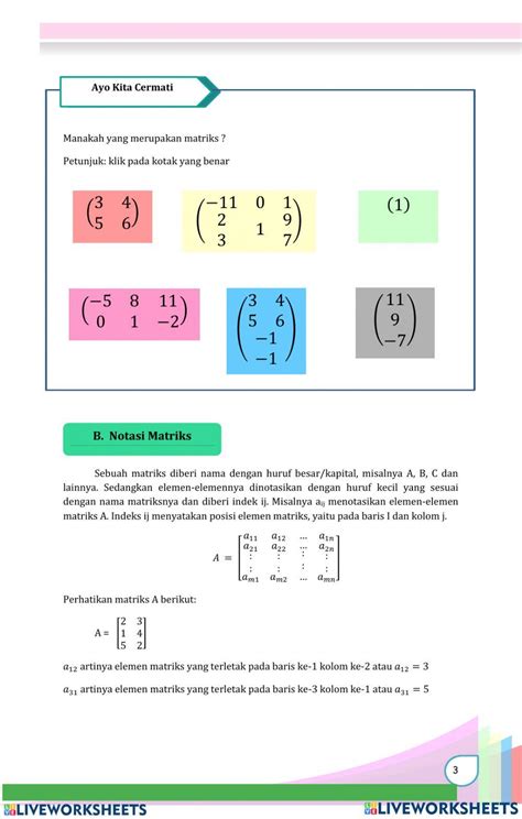 Matrix Online Exercise For Live Worksheets