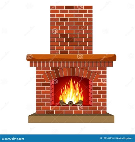 Костер интерьера зимы Камин сделанный кирпичей Иллюстрация вектора иллюстрации насчитывающей