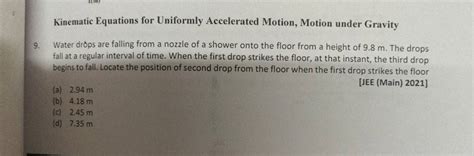 Kinematic Equations For Uniformly Accelerated Motion Motion Under Gravit