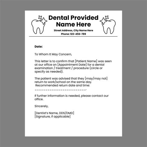 Dentist Excuse Template Editable Doctors Note For Work And School