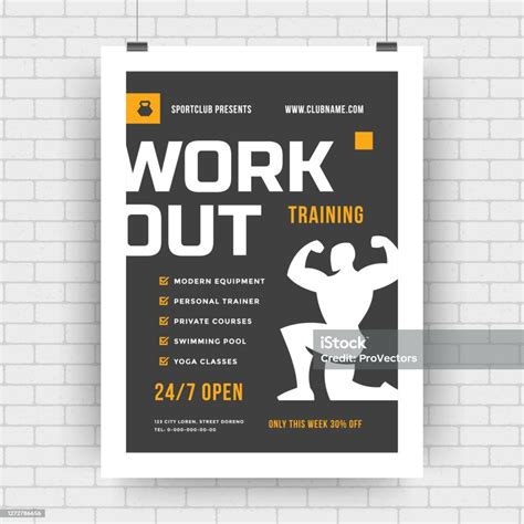 스포츠 이벤트 토너먼트 또는 챔피언십 현대 타이포그래피 벡터 일러스트레이션을 위한 피트니스 전단지 레이아웃 템플릿 디자인 체육관에 대한 스톡 벡터 아트 및 기타 이미지