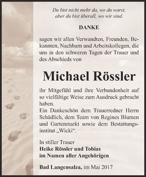 Traueranzeigen Von Michael Rössler Trauer In Thueringende