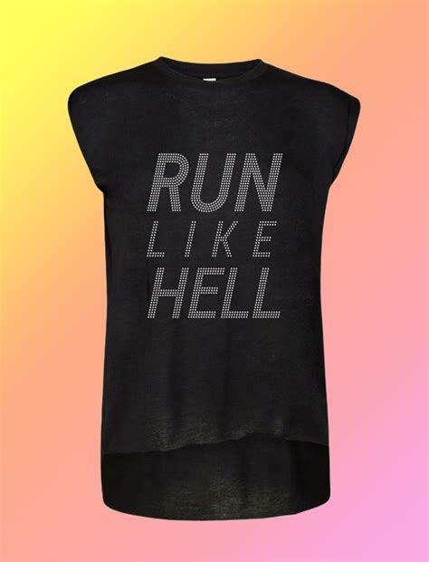 Run Like Hell Rhinestone Black Muscle Tee Dr Nae