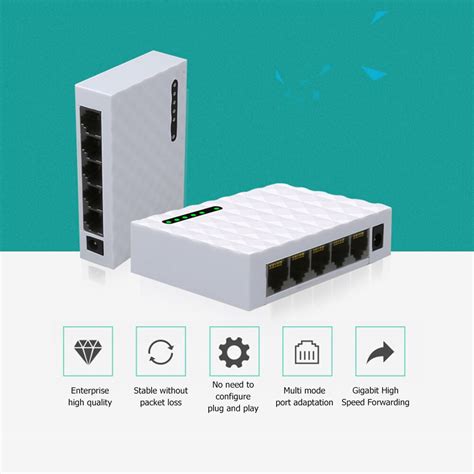 Mini 5 Port Desktop 1000 Mbps Network Switch Gigab Vicedeal
