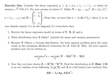 Solved Exercise One Consider The Linear Regression Yi Be