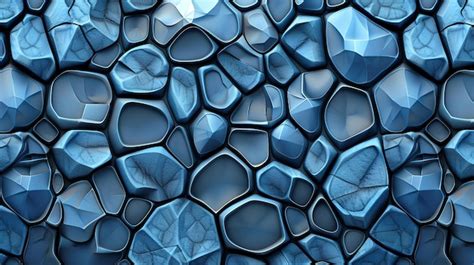 Abstract Pattern Of Blue Irregular 3d Shapes Premium Ai Generated Image