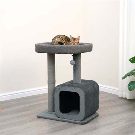 Catry Modern Apartment Sized Cat Tree 2 Level Medium Eclipse 30 H