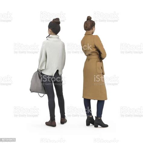 다시 여자의 서 한 쌍의 보기 흰색 배경 고립 된 3 차원 렌더링에 그림입니다 가득 찬에 대한 스톡 사진 및 기타 이미지 가득 찬 뒤 등 Istock