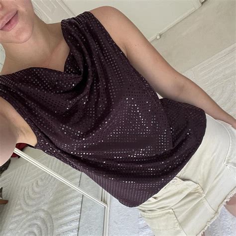 Cutest Lil Katies Y2k 2000s Purple Sparkly Disco Top Depop