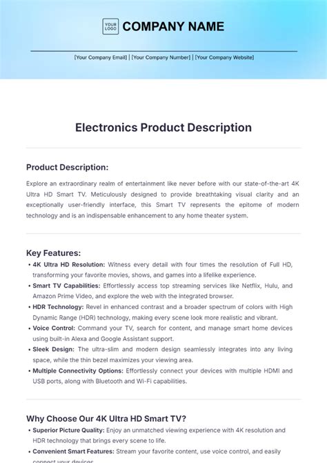Free Product Description Templates And Examples Edit Online And Download