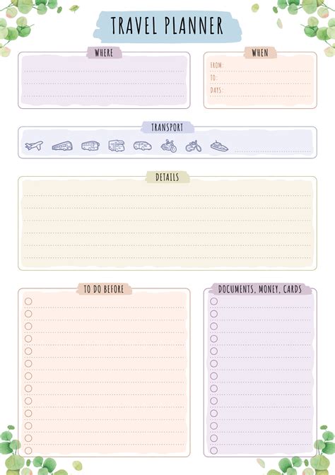 Printable Vacation Planner