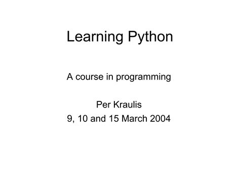 Python Course Ppt