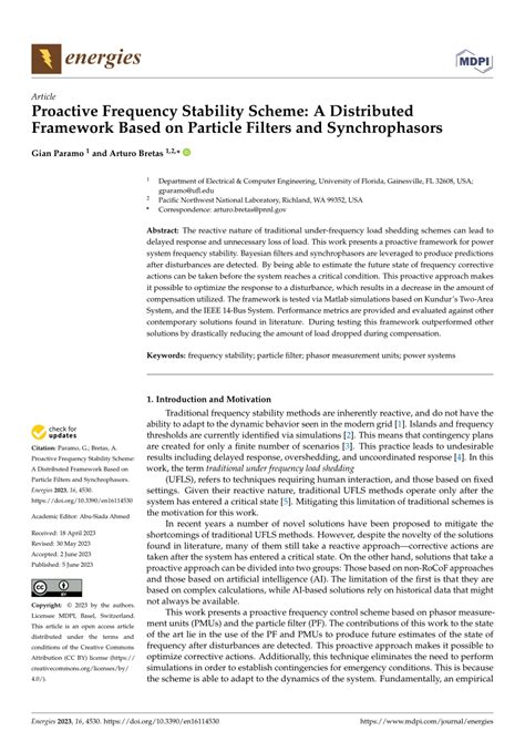 PDF Proactive Frequency Stability Scheme A Distributed Framework
