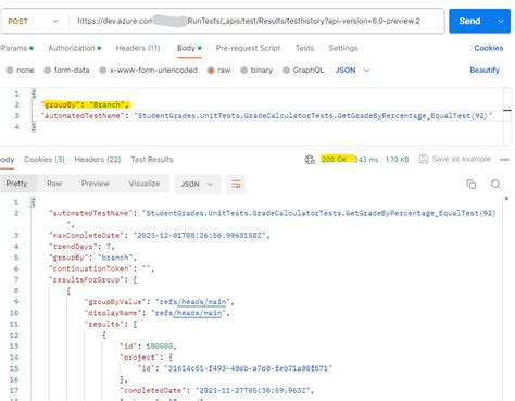 Azure Need An Api Endpoint Which Will Give The Test Case Run