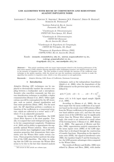 pdf lms algorithm with reuse of coefficients and robustness against