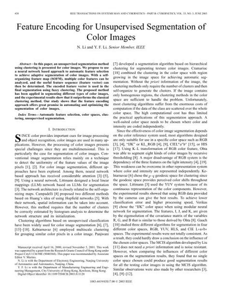 Feature Encoding For Unsupervised Segmentation Of Ieee Xplore