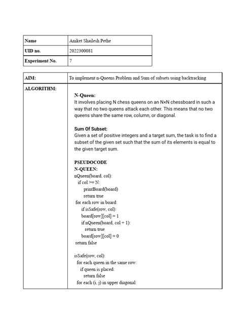 Daa Exp7 Pdf Algorithms Theoretical Computer Science