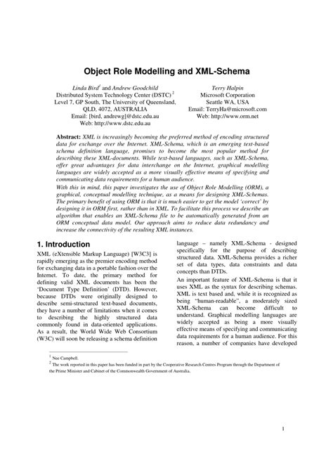 pdf object role modelling and xml schema