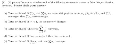 solved 1 10 points determine whether each of the