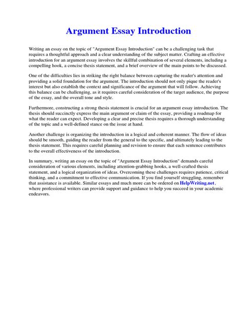 Argument Essay Introduction Pdf Meiosis