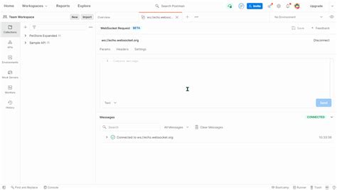 Postman สนับสนุนการ Socket Request แล้ว
