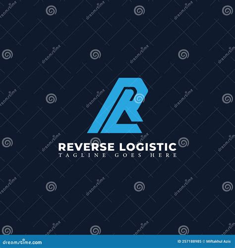 Abstract Initial Letter Rl Or Lr Logo In Blue Color Isolated In Navy Background Stock Vector